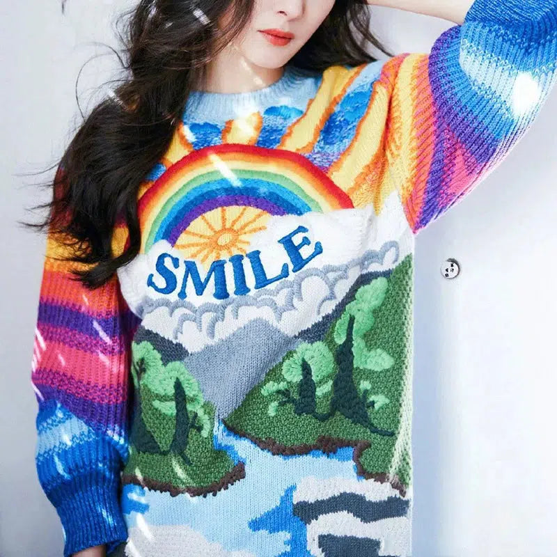 Smile Rainbow Sunset Sweater – Sour Puff Shop