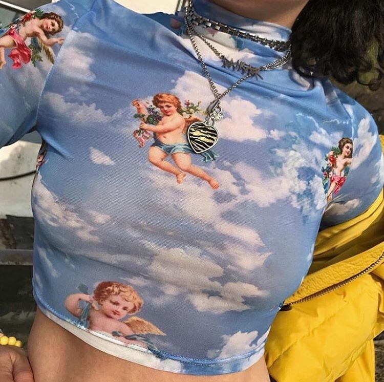 ☁️ Angelic Sleeved Crop Top ☁️ - Sour Puff Shop