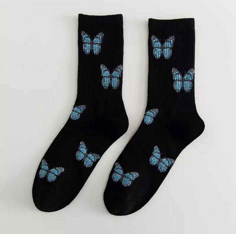 Butterfly Pattern Socks 🦋💗 - Sour Puff Shop