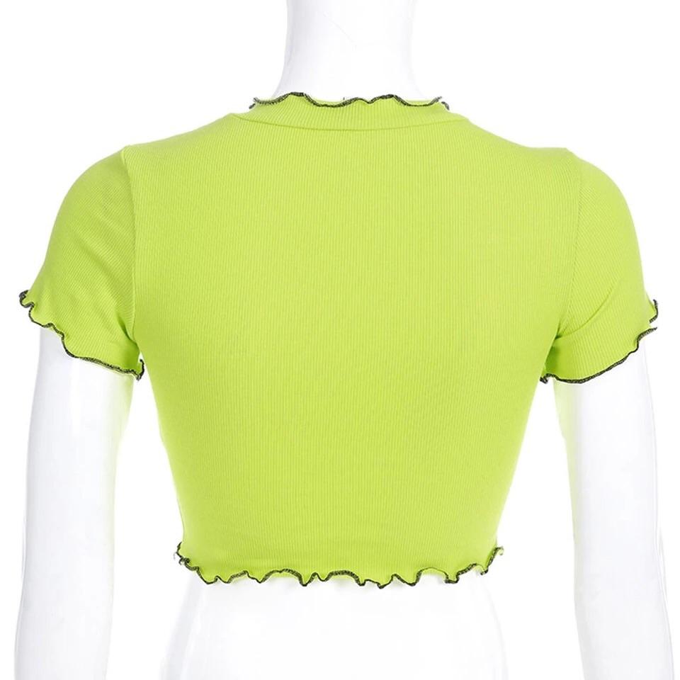 Green flower crop top - Green Crop Top - Sour Puff Shop