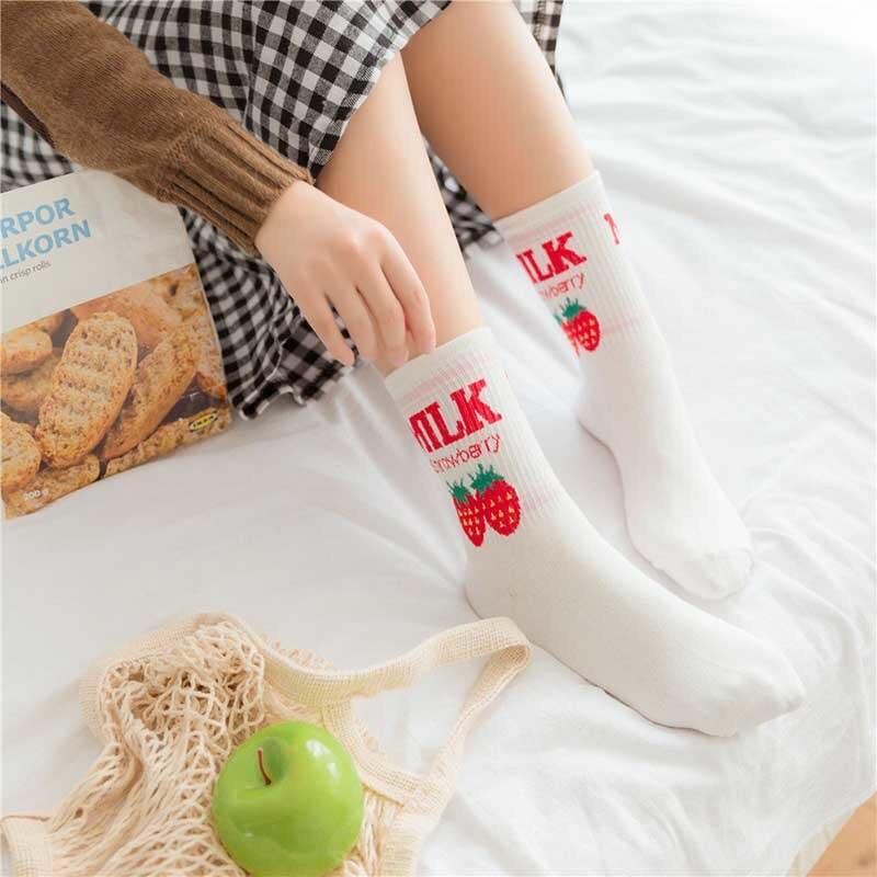 Strawberry Milk Socks - Kawaii - Sour Puff Shop